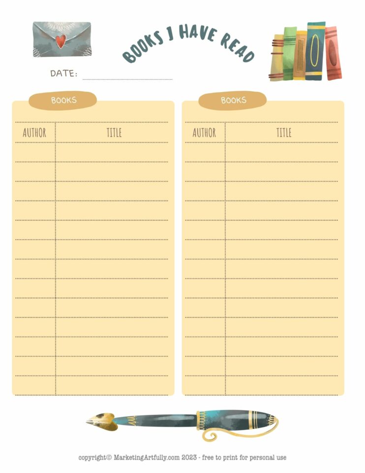 7 Free "Books I Have Read" Printable Digital Download