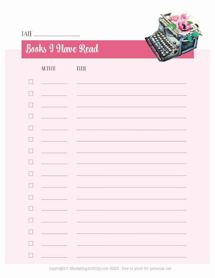 7 Free "Books I Have Read" Printable Digital Download