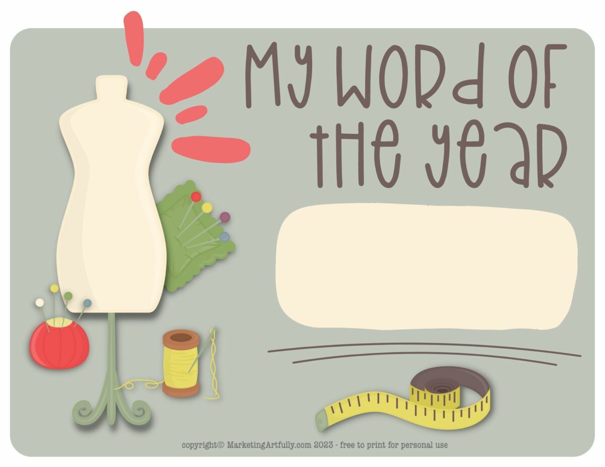 Free Printable Word of the Year Worksheet for Artists and Crafters