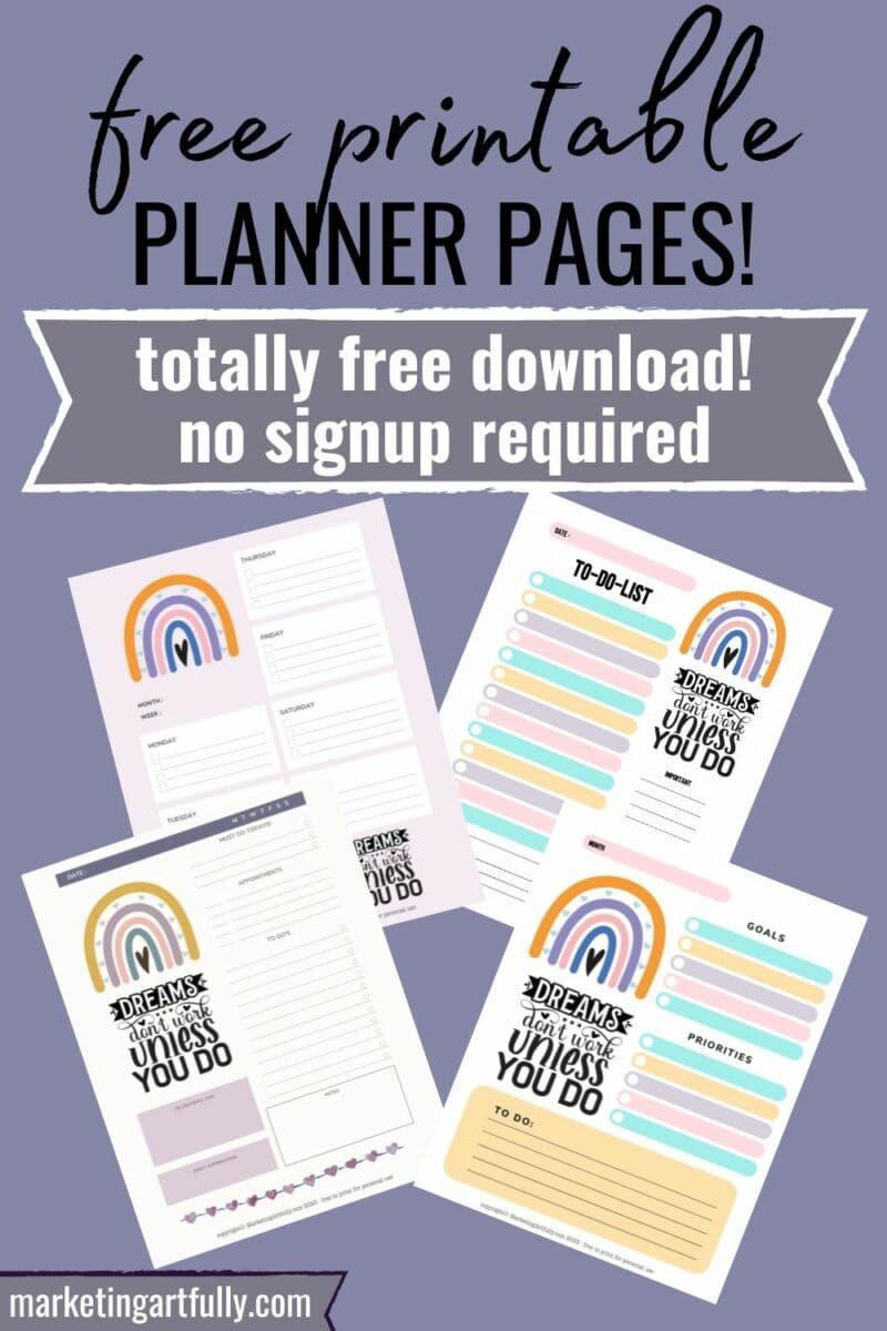 Dreams Don’t Work Unless You Do – Free Printable Planner – Marketing ...