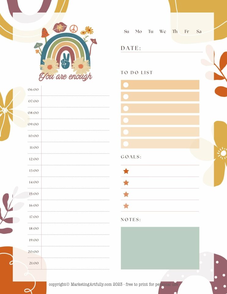 7 Free Motivational Printable Daily Planner Pages – Marketing Artfully