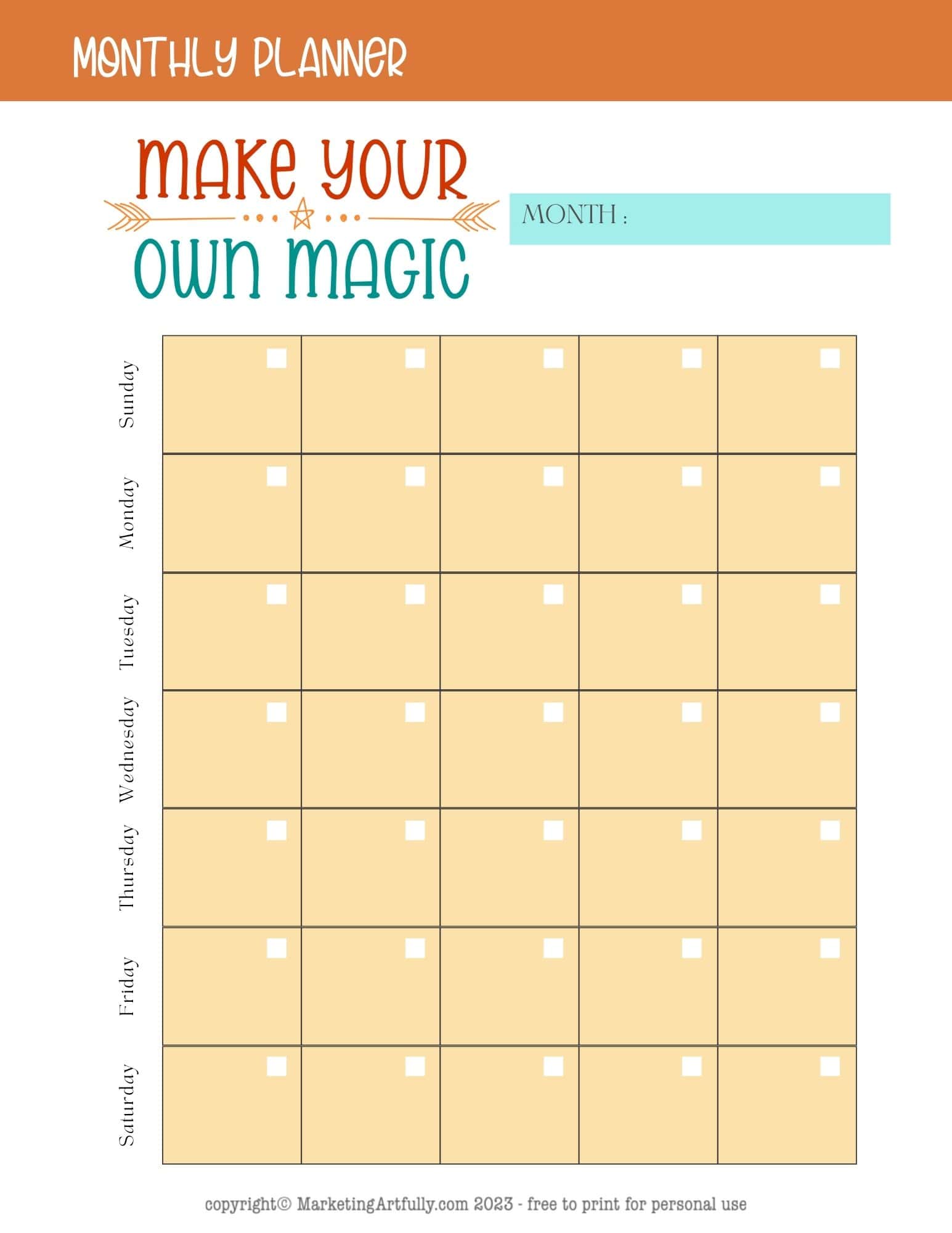 Make Your Own Magic - Free Printable Motivational Planner