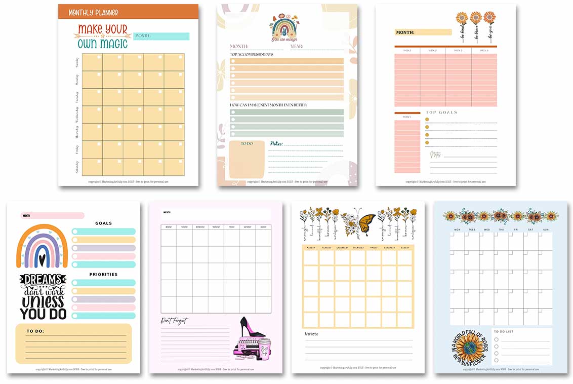 Free Monthly Motivational Planner Printables | Business | Before It's News
