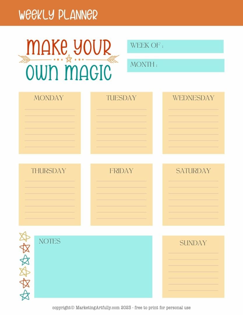 Make Your Own Magic - Free Printable Motivational Planner