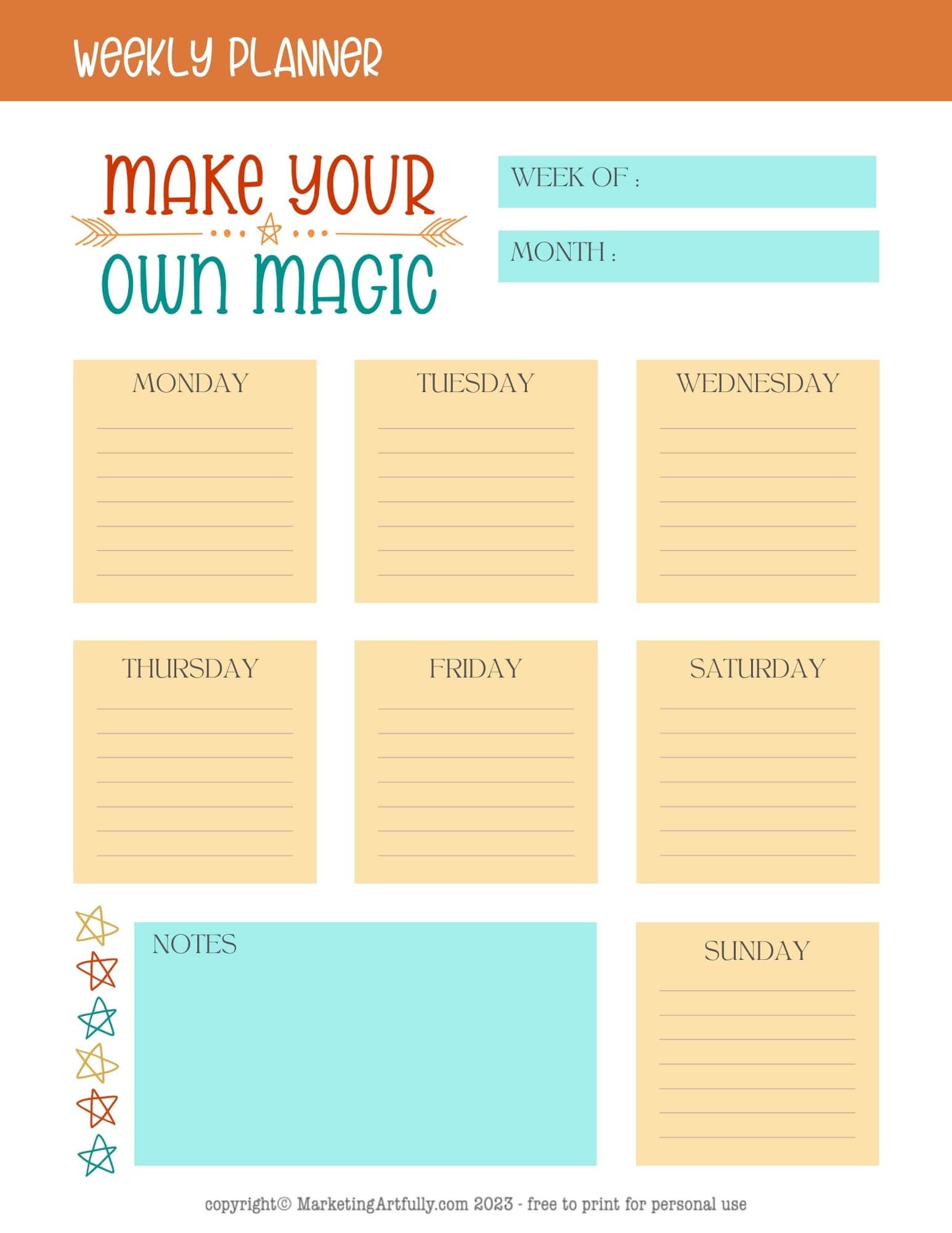 Make Your Own Magic - Free Printable Motivational Planner