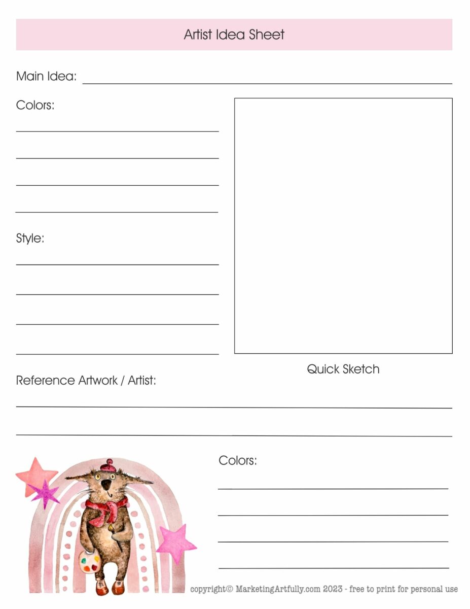 Free Artist Worksheets! To Dos, Ideas and Find Your Style – Marketing ...