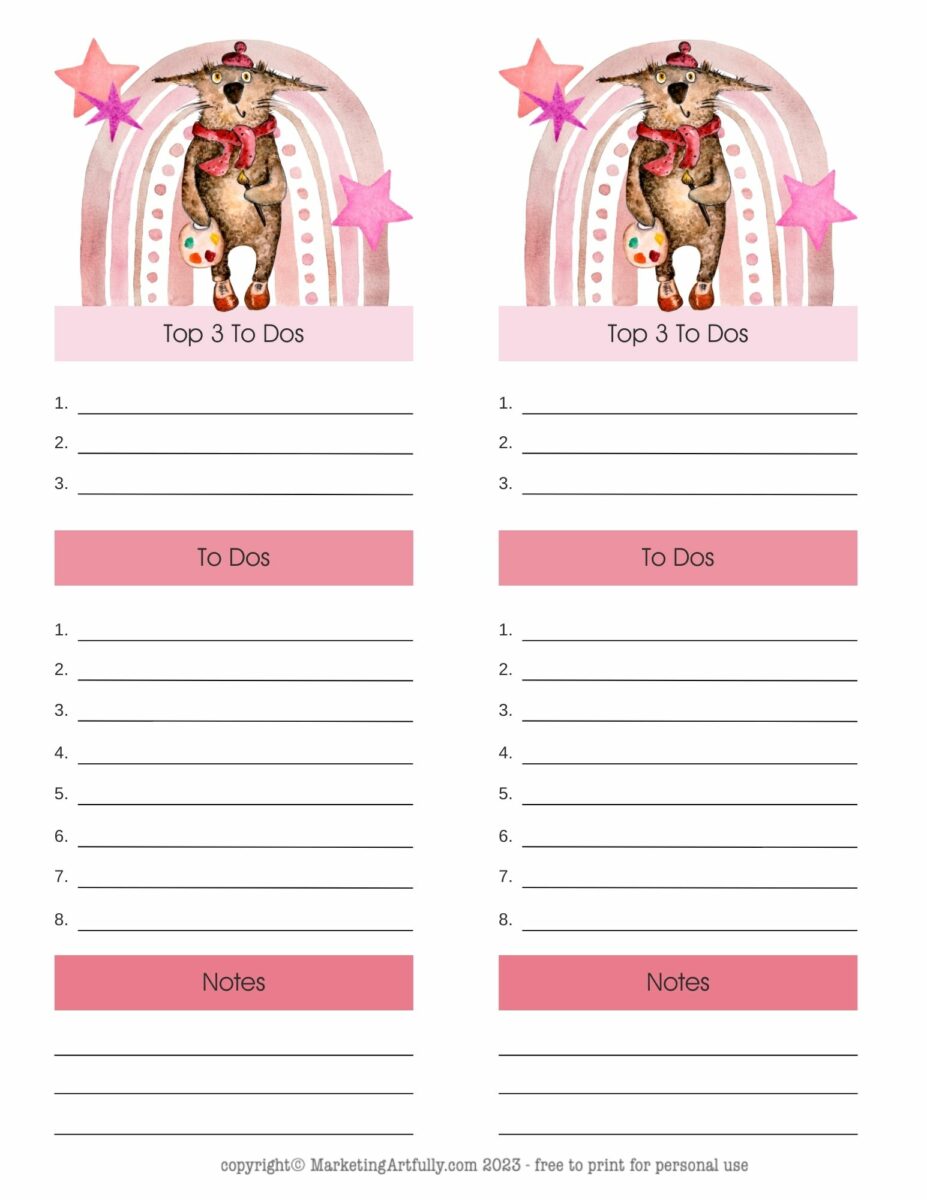 Free Artist Worksheets! To Dos, Ideas and Find Your Style