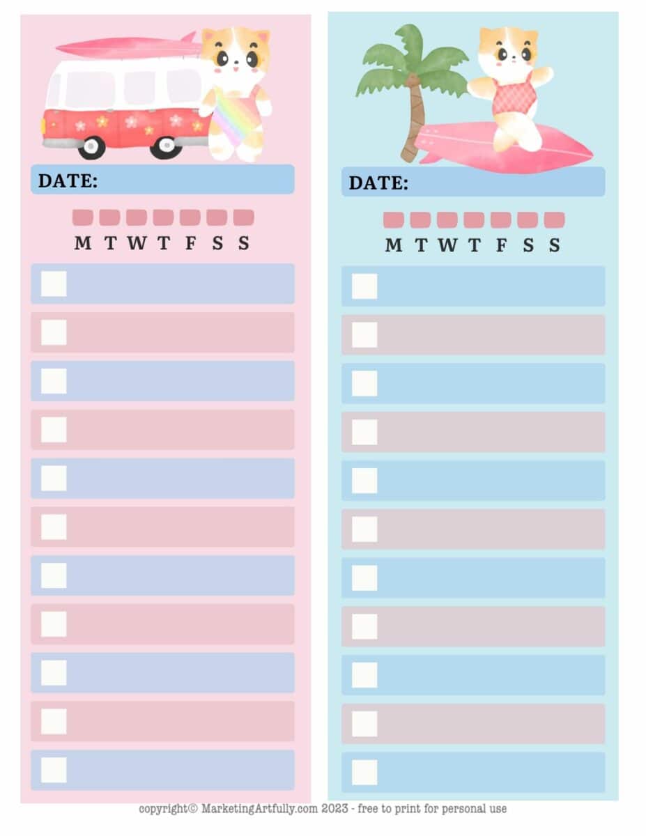 A Year of Cats! Free Printable To Do Lists – Marketing Artfully