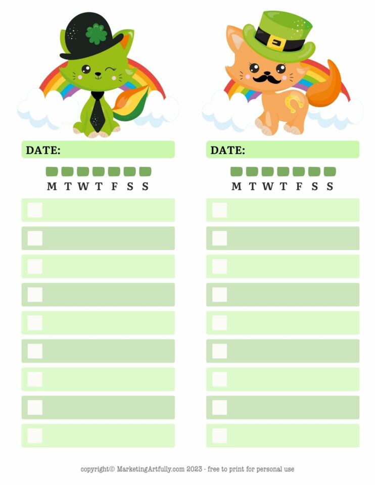 A Year of Cats! Free Printable To Do Lists