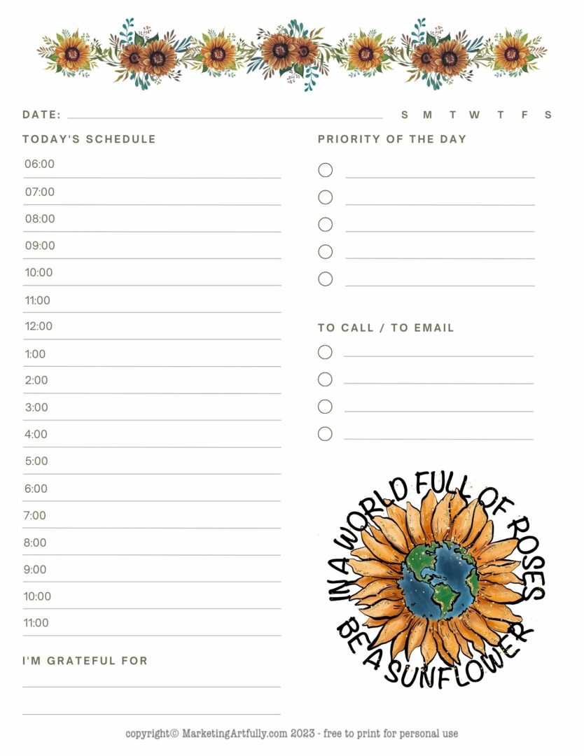 In A World Full of Roses - Free Printable Motivational Planner