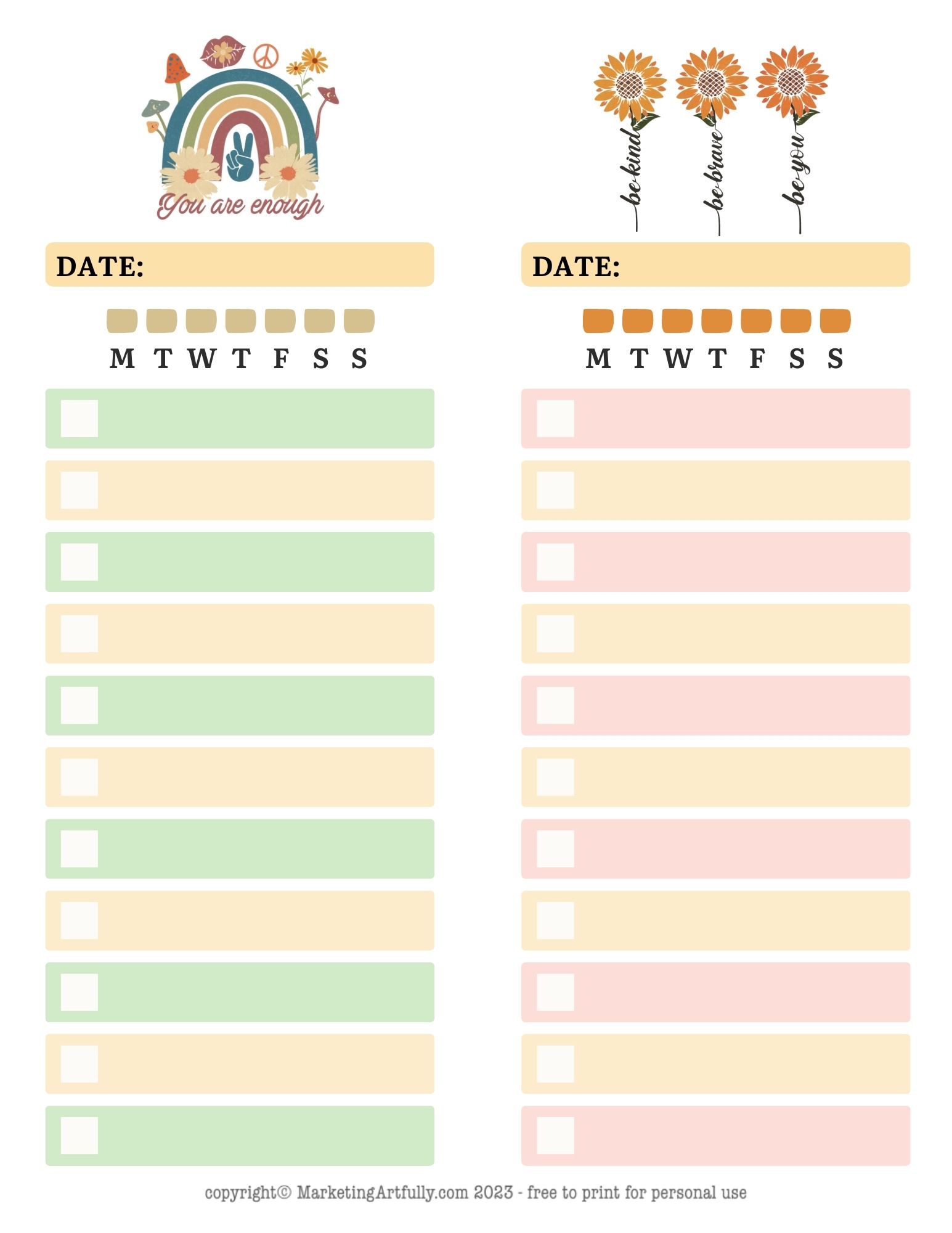 You Are Enough - Free Printable Motivational Planner