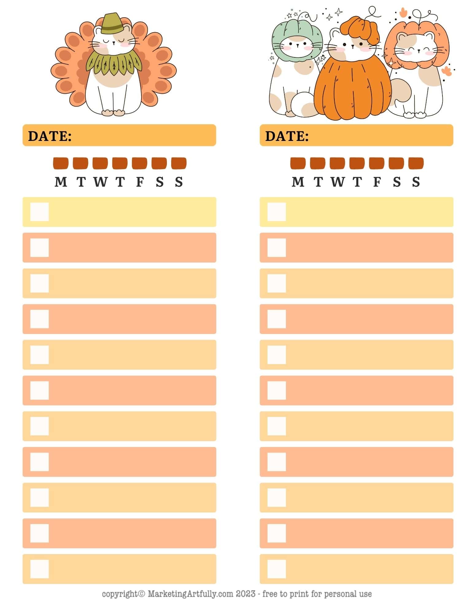 A Year of Cats! Free Printable To Do Lists | Business | Before It's News