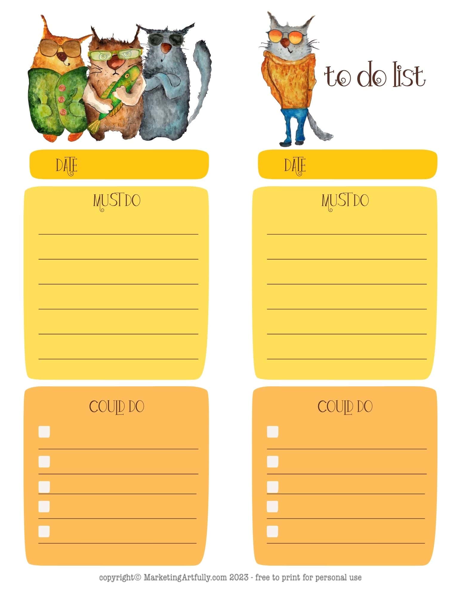 A Year of Cats! Free Printable To Do Lists | Business | Before It's News