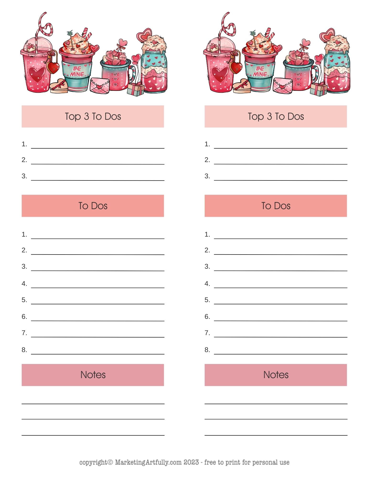 A Year of Coffee To Do Lists - Free Printable