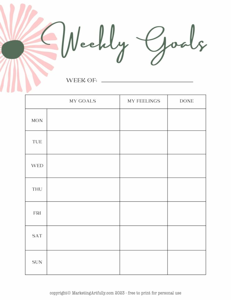7 Free Printable Goal Setting Worksheets! – Marketing Artfully