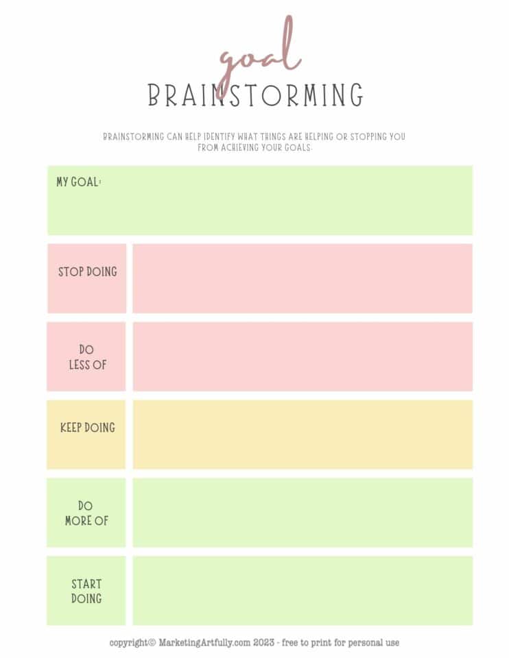 7 Free Printable Goal Setting Worksheets! – Marketing Artfully