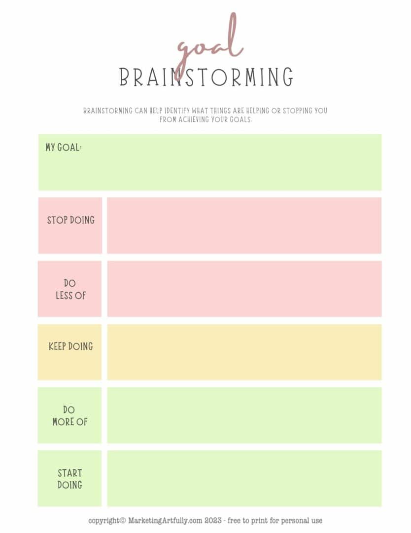 7 Free Printable Goal Setting Worksheets! – Marketing Artfully