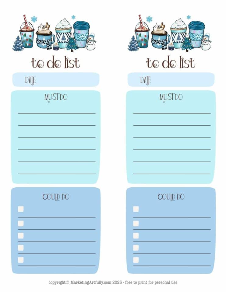 A Year of Coffee To Do Lists - Free Printable