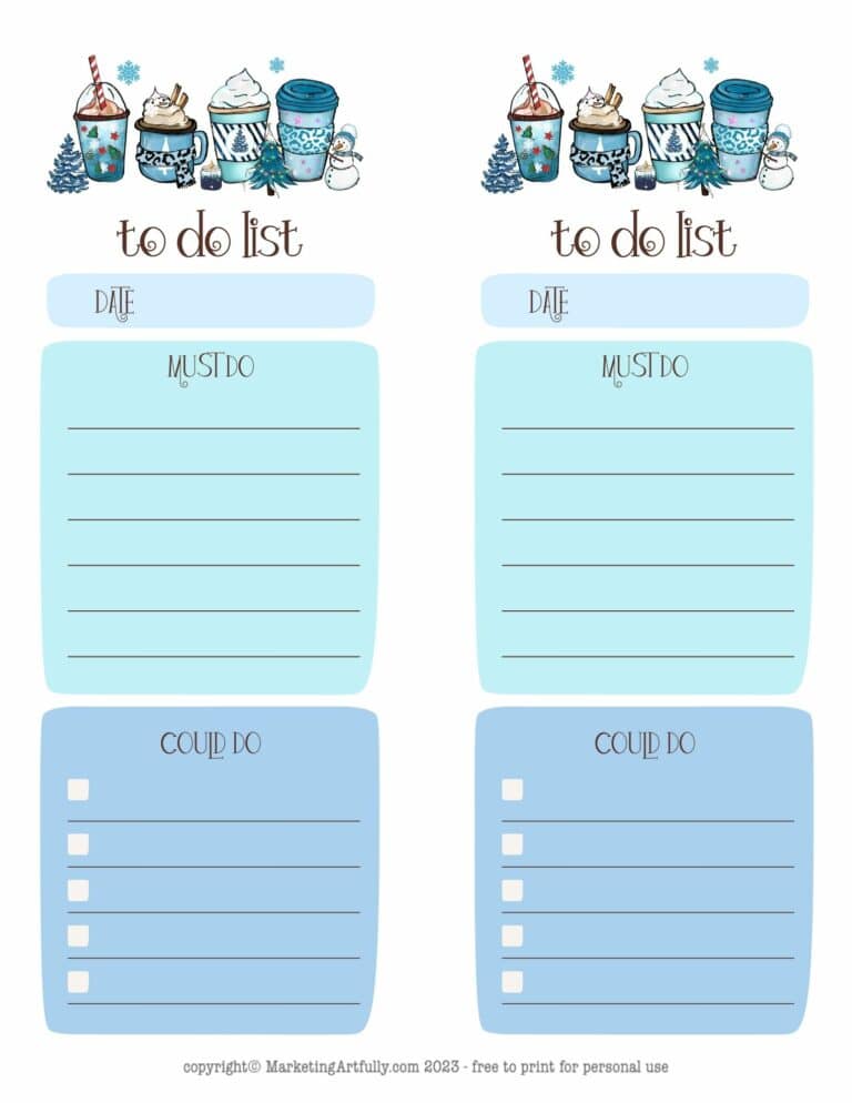 A Year of Coffee To Do Lists - Free Printable