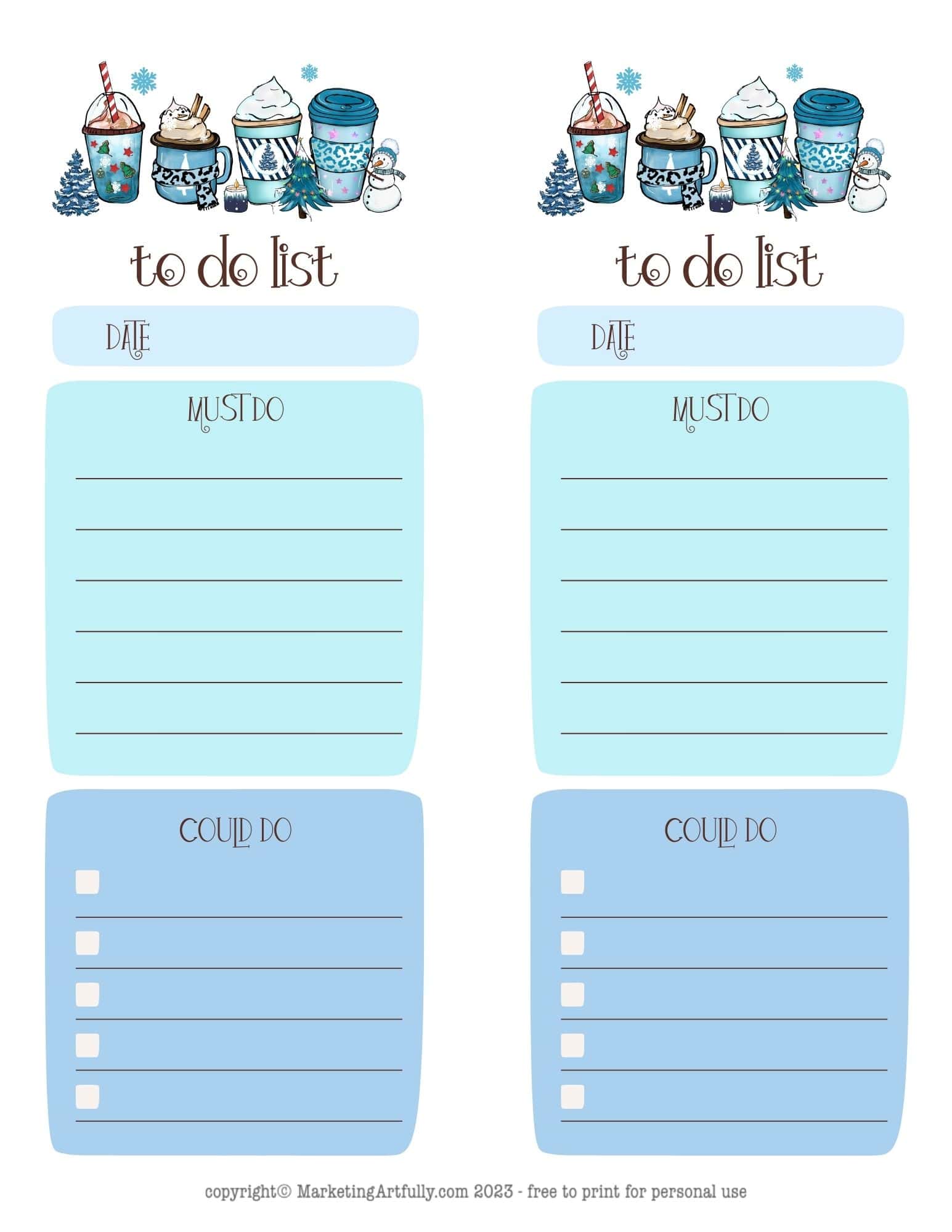 A Year of Coffee To Do Lists - Free Printable