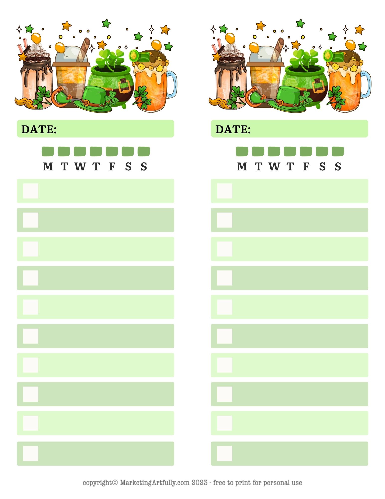 A Year of Coffee To Do Lists - Free Printable