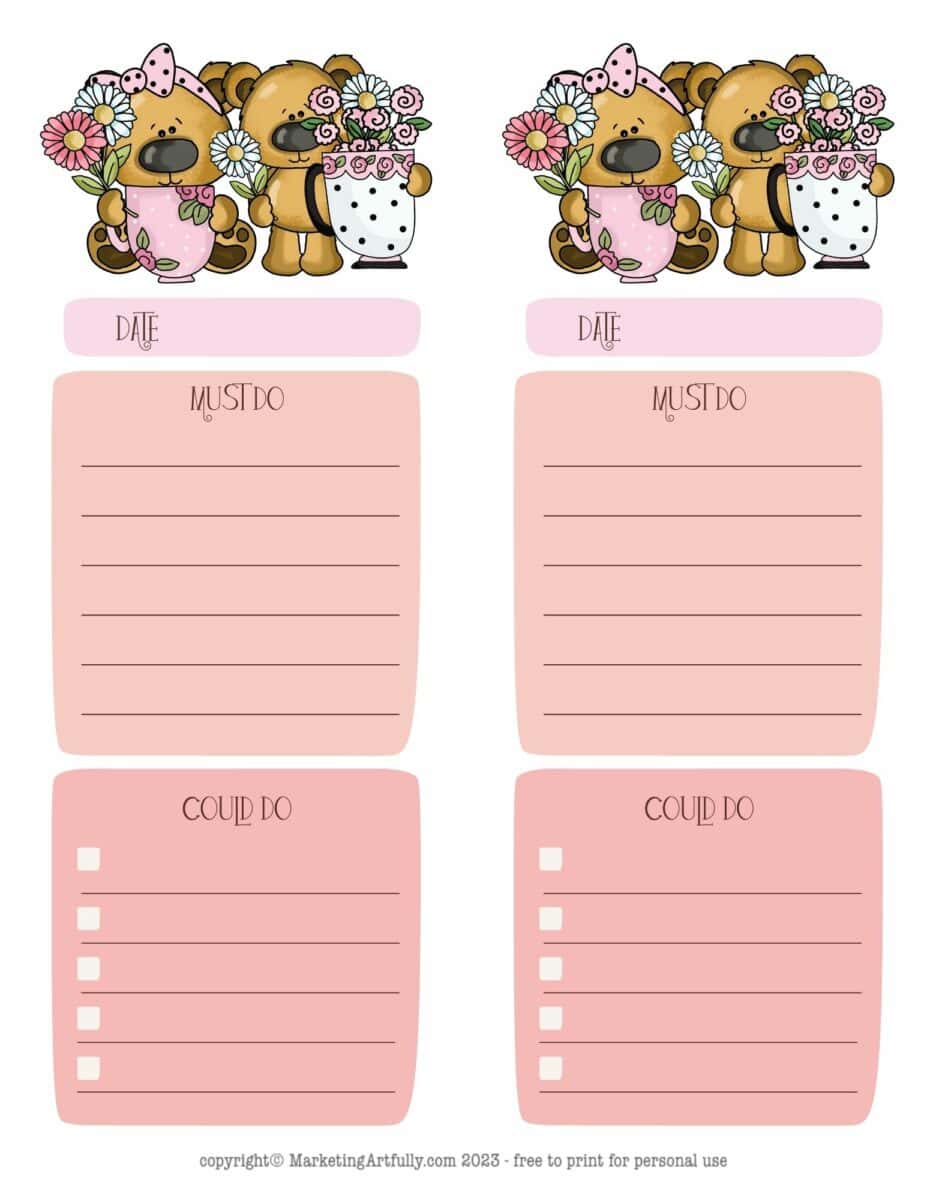 A Year of Coffee To Do Lists - Free Printable