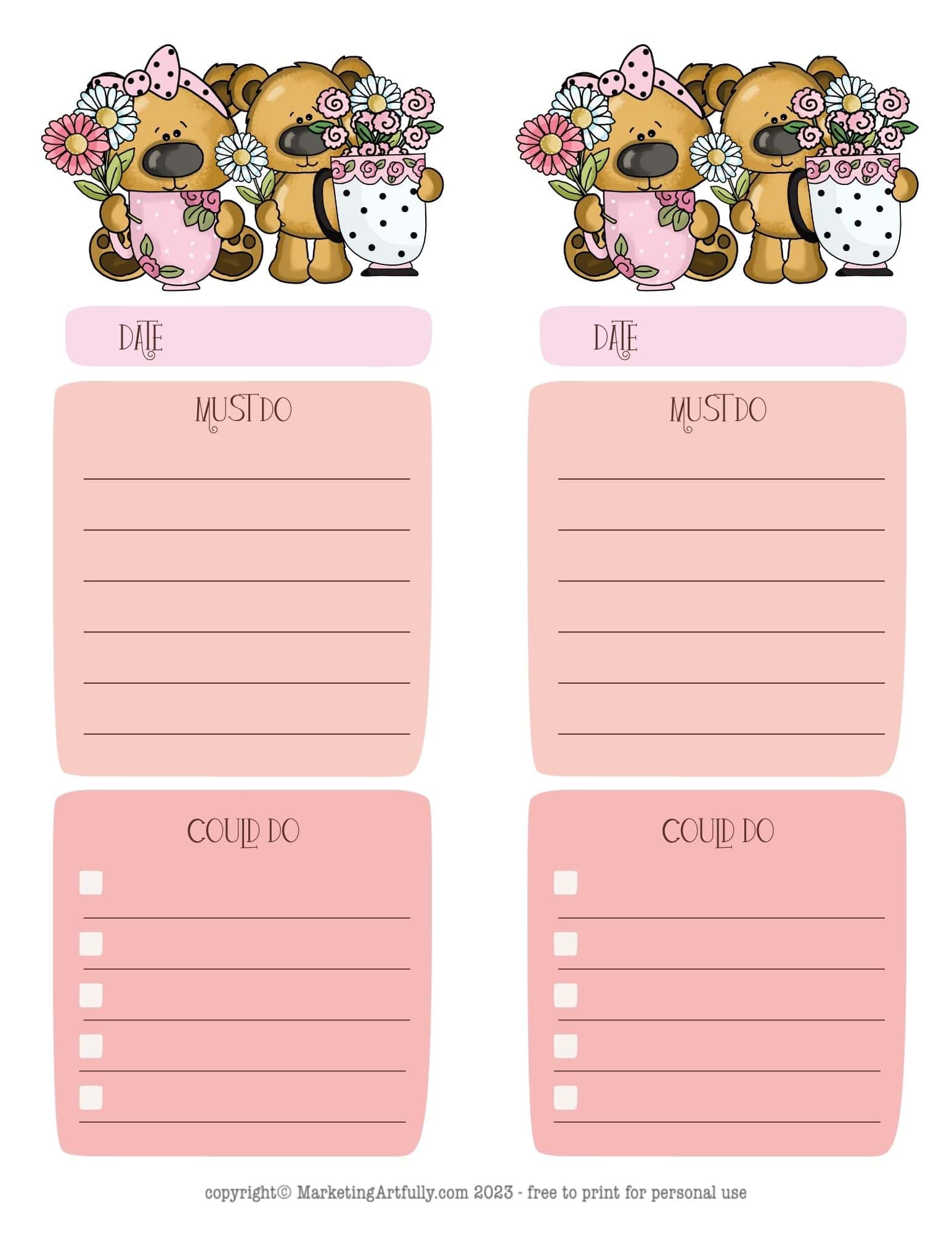 A Year of Coffee To Do Lists - Free Printable