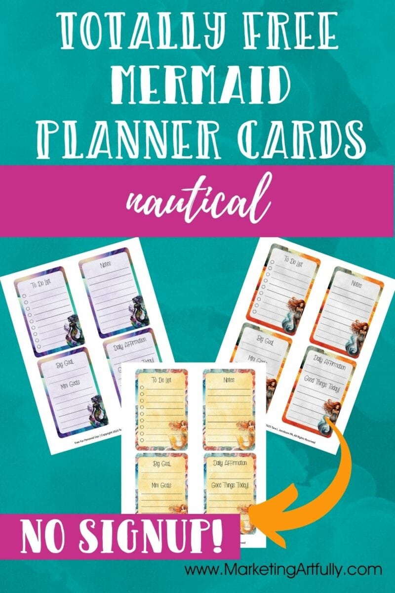 Free Mermaid Planner Cards