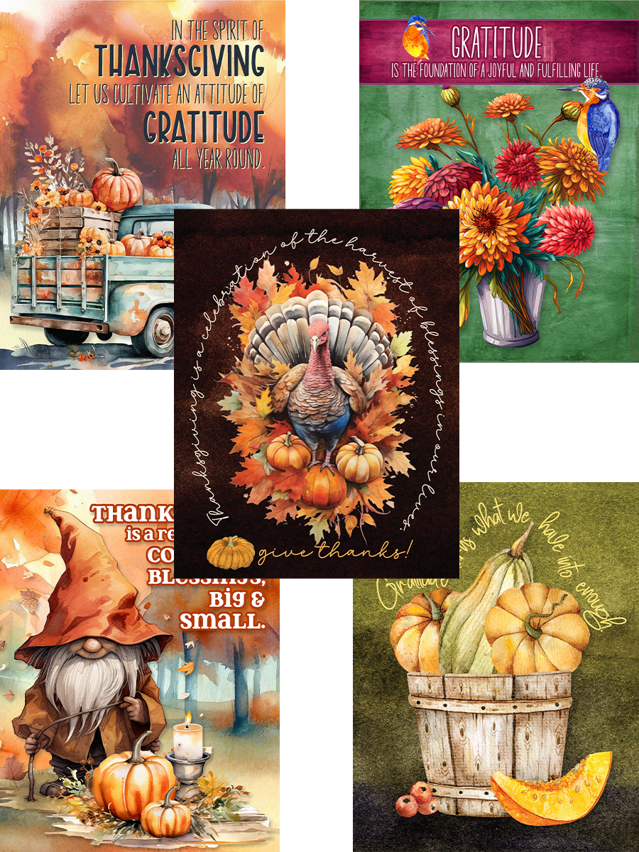 Free Printable Thanksgiving Wall Art or Planner Covers