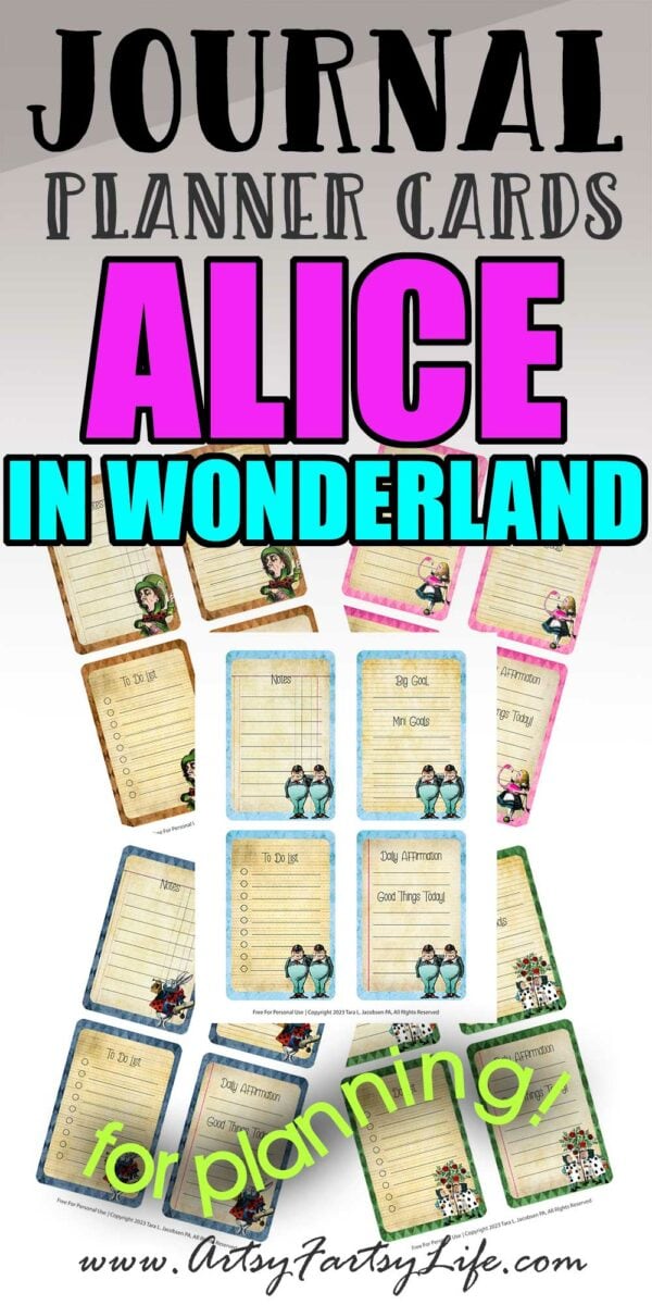 Alice In Wonderland Planner Journal Cards – Free Printable – Marketing ...