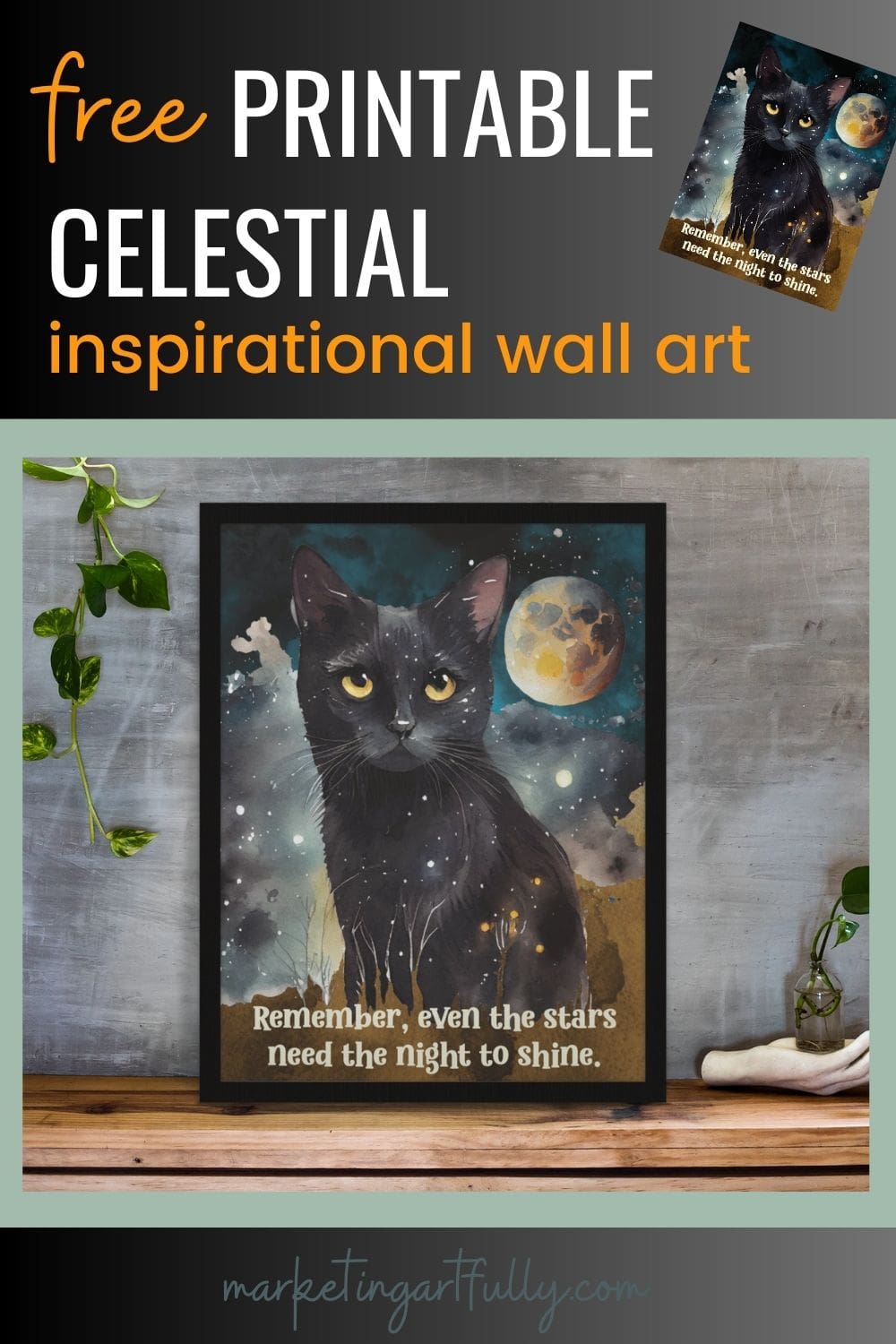 Free Dark Celestial Printable Wall Art or Journal Covers