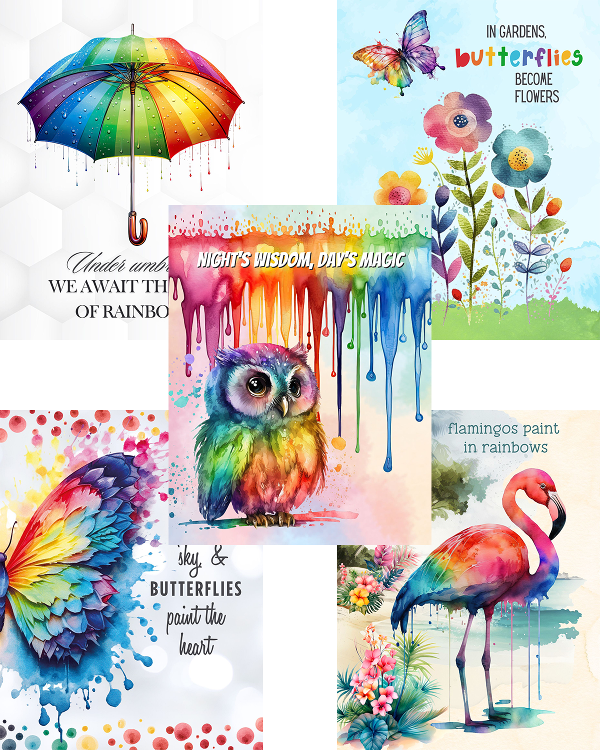 5 Rainbow Planner Covers or Dashboards - Free Printable