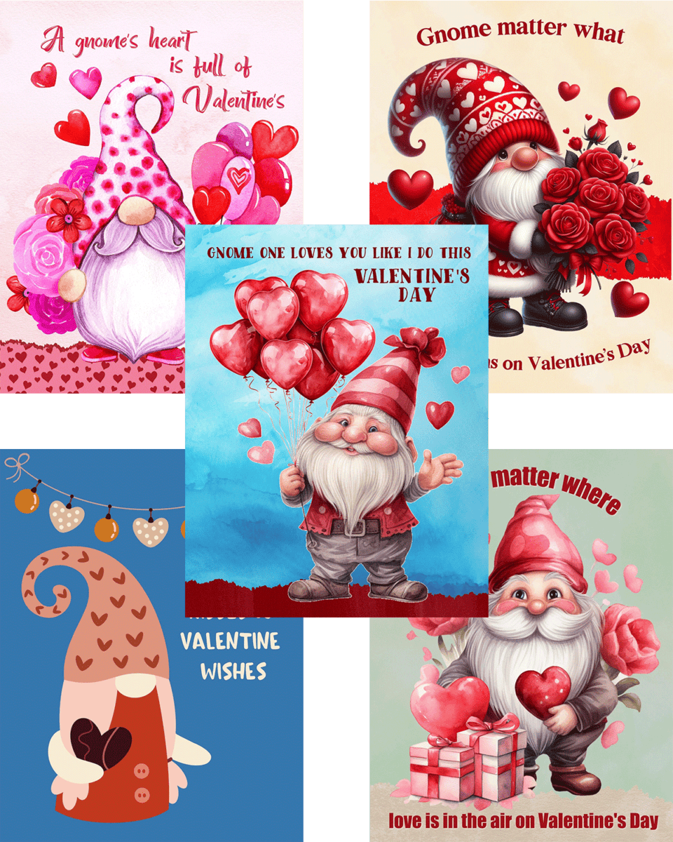Gnome Valentine's Day Planner Covers and Dashboards