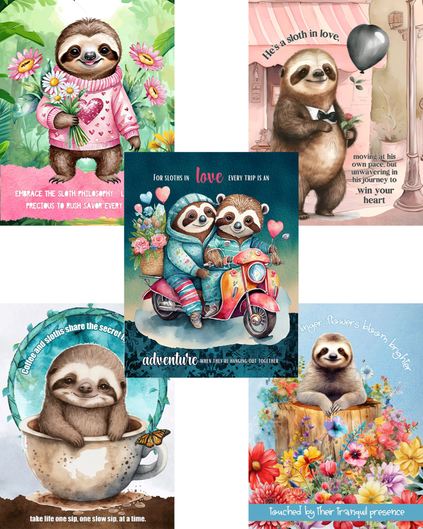 Sloths! 5 Free Printable Planner Covers or Dashboards