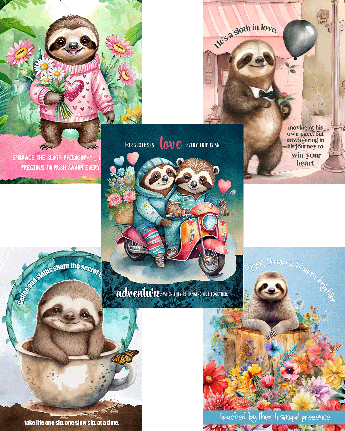 Sloths! 5 Free Printable Planner Covers or Dashboards
