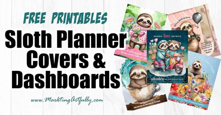 Sloths! 5 Free Printable Planner Covers or Dashboards – Marketing Artfully