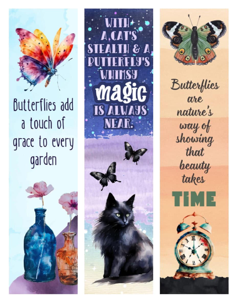 15 Free Printable DIY Beautiful Butterflies Bookmarks | Business ...