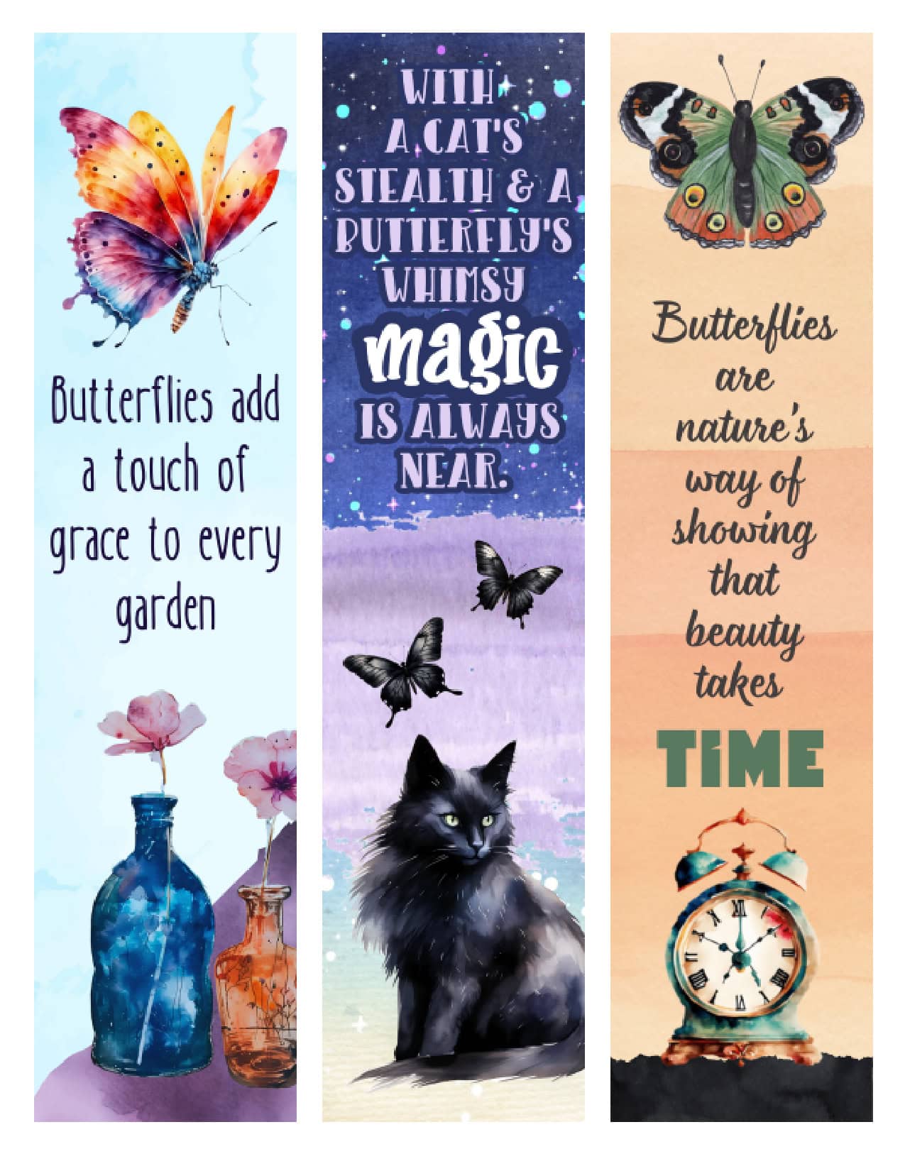 15 Free Printable DIY Beautiful Butterflies Bookmarks