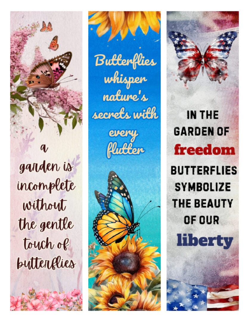 15 Free Printable DIY Beautiful Butterflies Bookmarks
