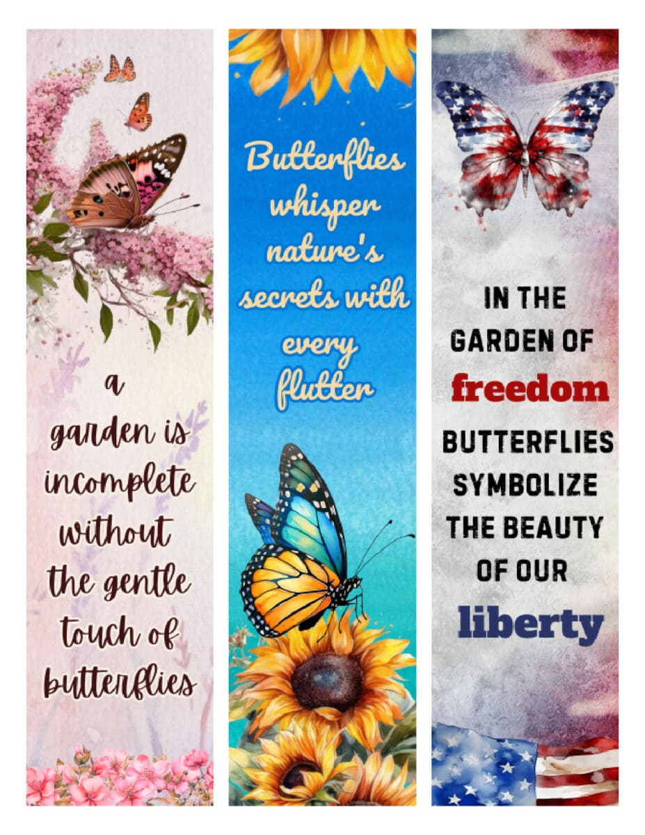 15 Free Printable DIY Beautiful Butterflies Bookmarks