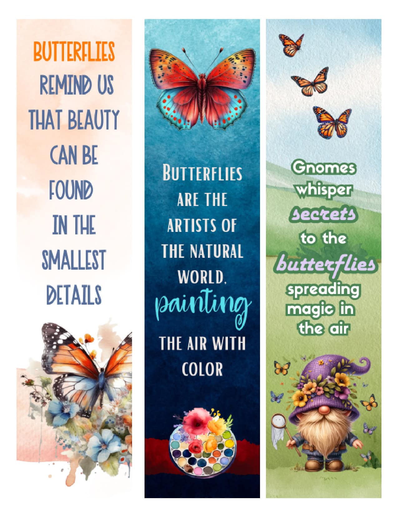 15 Free Printable DIY Beautiful Butterflies Bookmarks