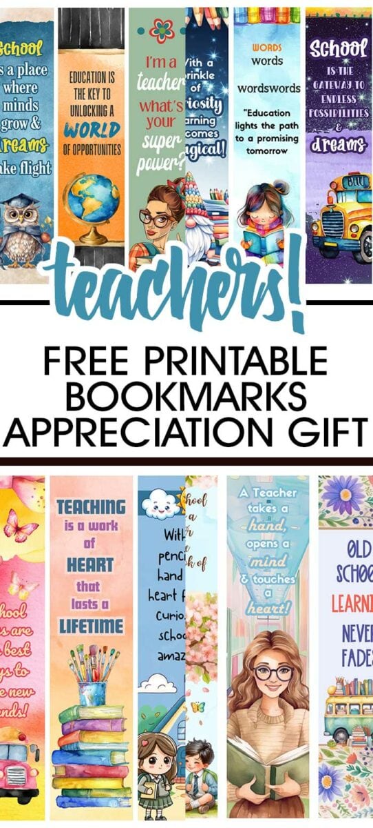 Free Printable Teacher Bookmarks – Appreciation Gift – Marketing Artfully