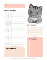 5 Printable Daily Planner Pages - Cats