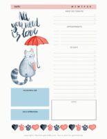 5 Printable Daily Planner Pages - Cats