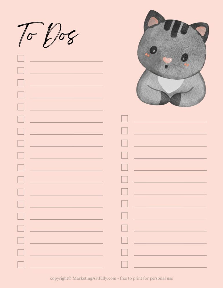 Gray and Pink Cats Planner – Free Printable – Marketing Artfully