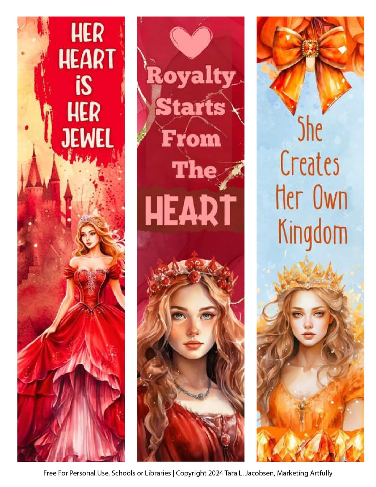 15 Free Printable Rainbow Princess Bookmarks – Marketing Artfully