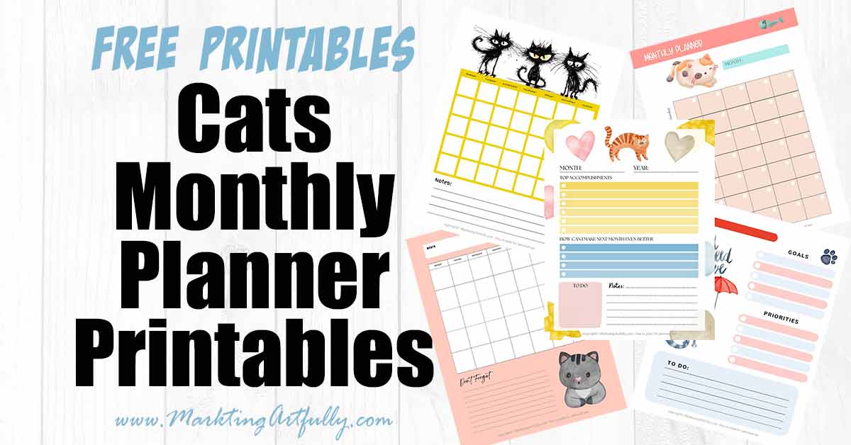 5 Printable Cat Planner Pages – Monthly Planner Ideas – Marketing Artfully