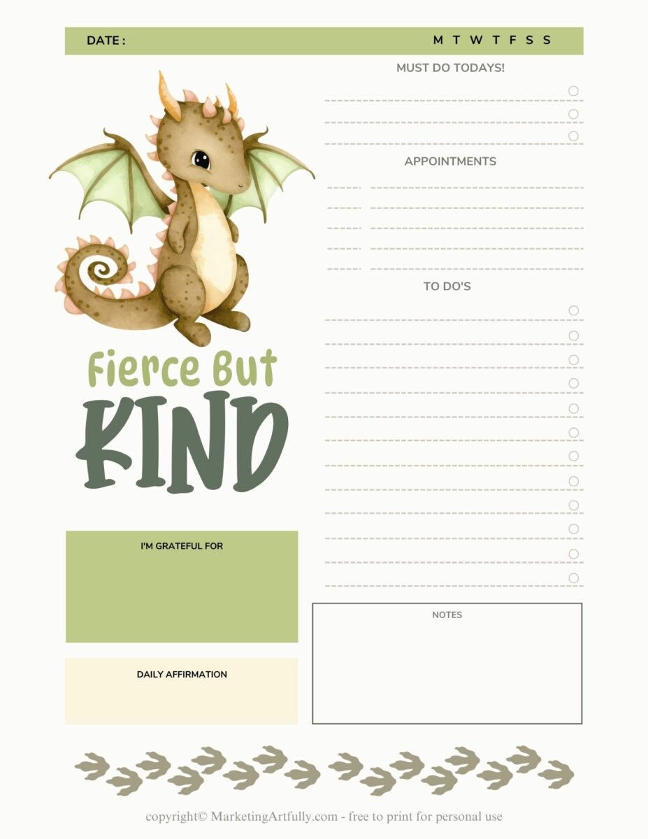 5 Cute Dragons Daily Planner Ideas