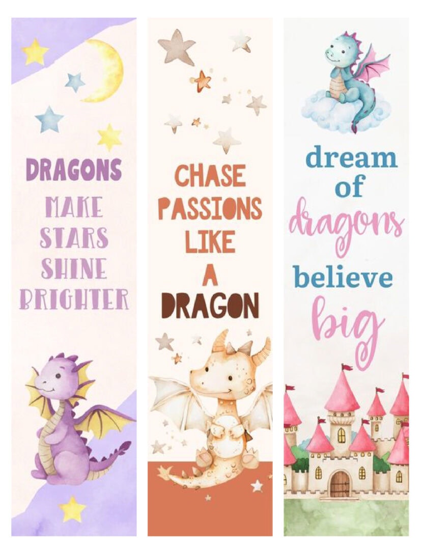 15 Cute Dragon Free Printable Bookmarks – Marketing Artfully