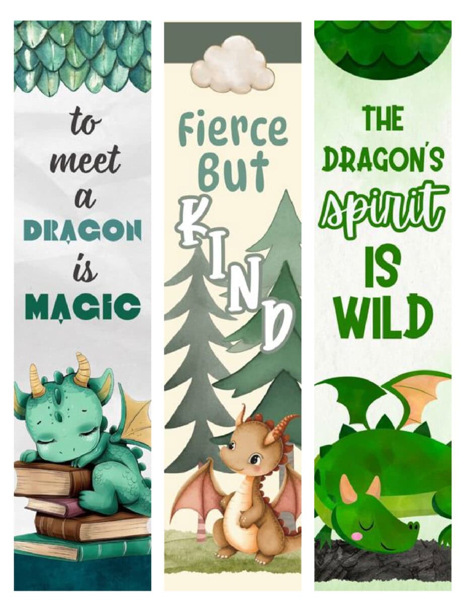 15 Cute Dragon Free Printable Bookmarks